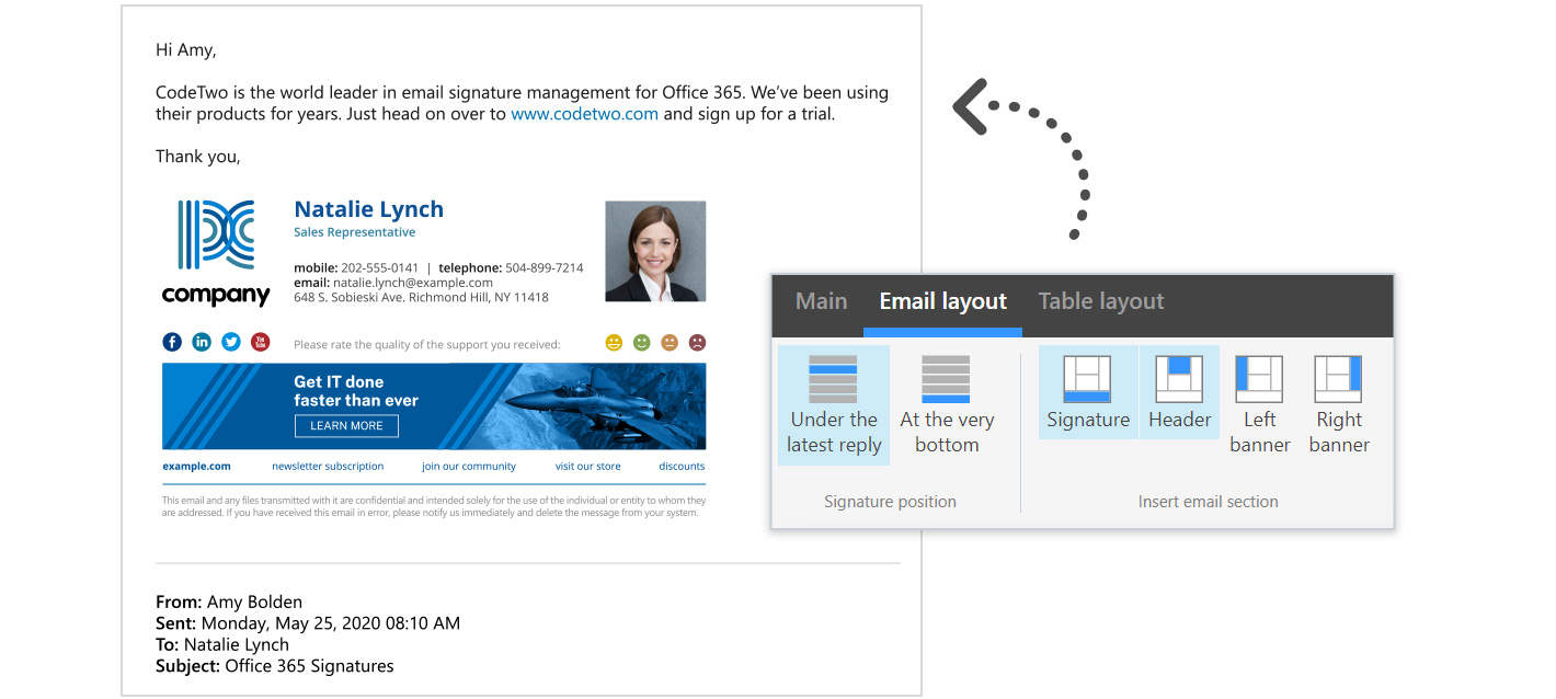 CodeTwo Email Signatures 365: Anwendungsbeispiele