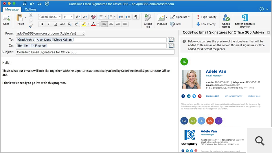 CodeTwo Email Signatures for Office 365 - Screenshots und Videos